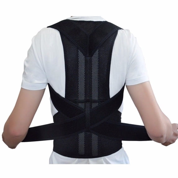 N-O Adjustable Posture Corrector Back Support Belt, Black, Neoprene ...