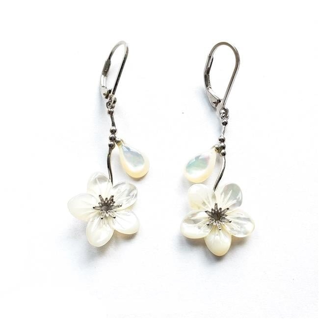 Vera Sterling Silver Mother of Pearl Flower Drop Earring - Walmart.com