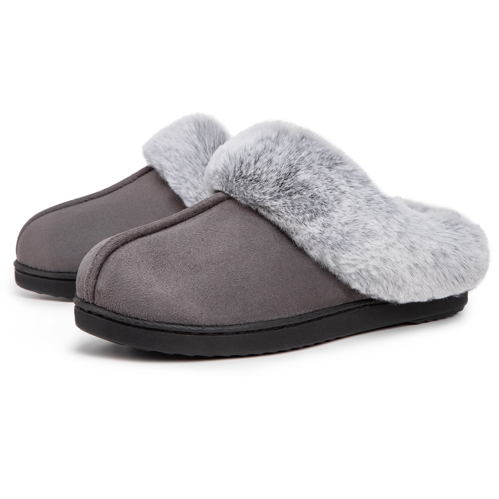 VeraCosy Women's Classic Suede Memory Foam Slippers Anti-Skid Scuff ...