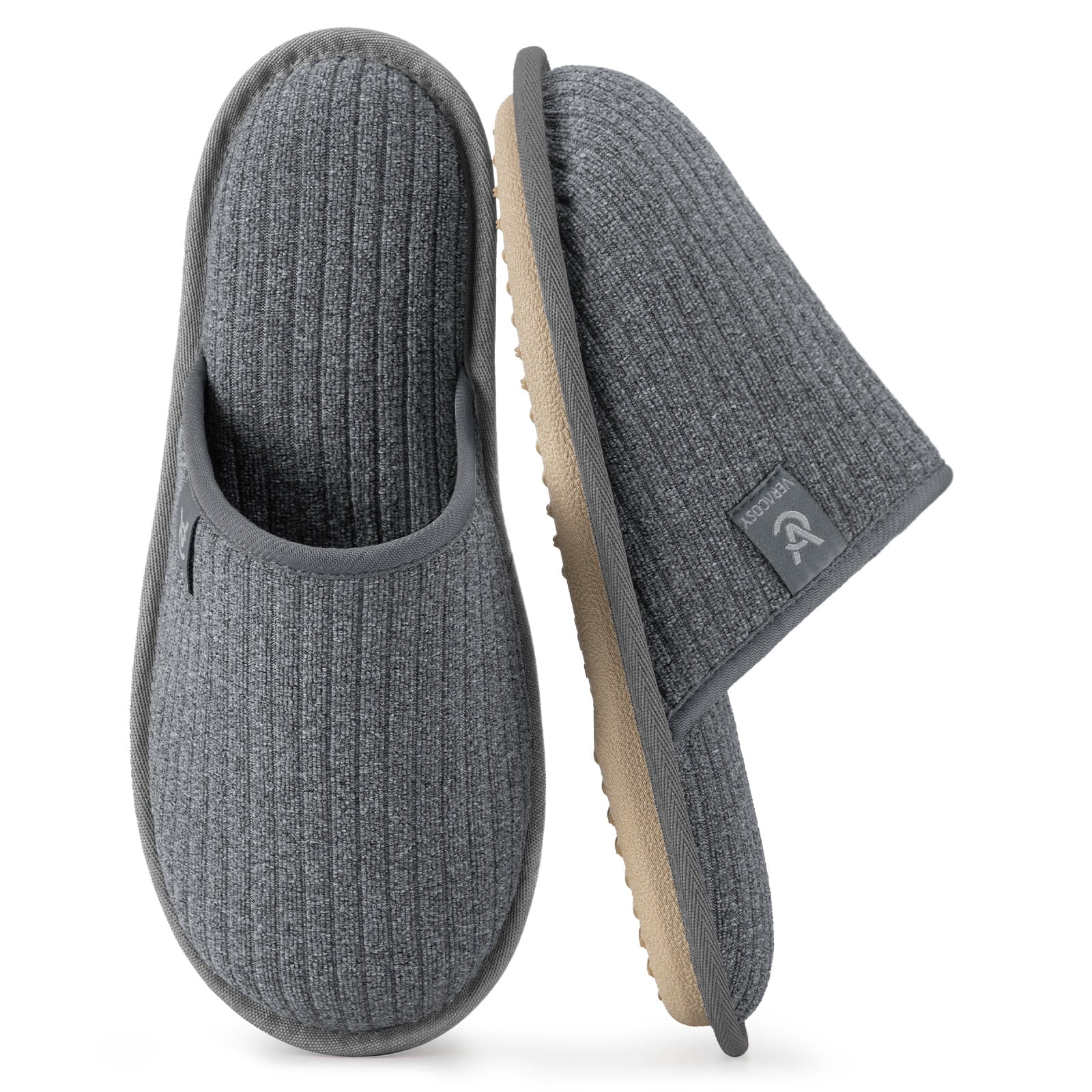 VeraCosy Women's Comfy Scuff Slippers Soft Non-Slip Terry Cloth Memory ...