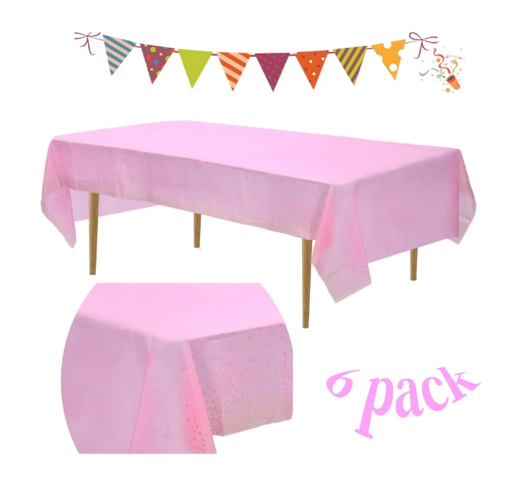 VeraNest Tablecloth Disposable Pink and Gold Tablecloth 6-Pack ...