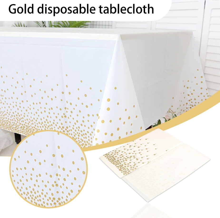 VeraNest White and Gold Tablecloth 1 Pack Premium Disposable Plastic ...