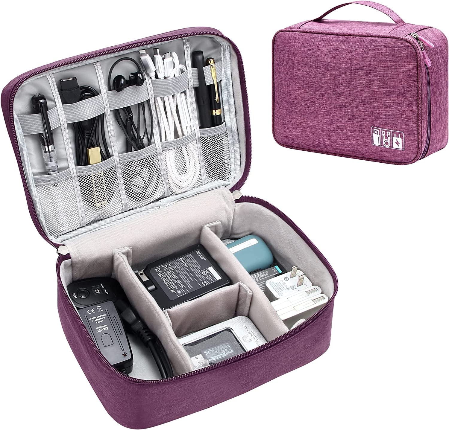 Veraa Waterproof Electronics Organizer – Double Layer Travel Case for ...