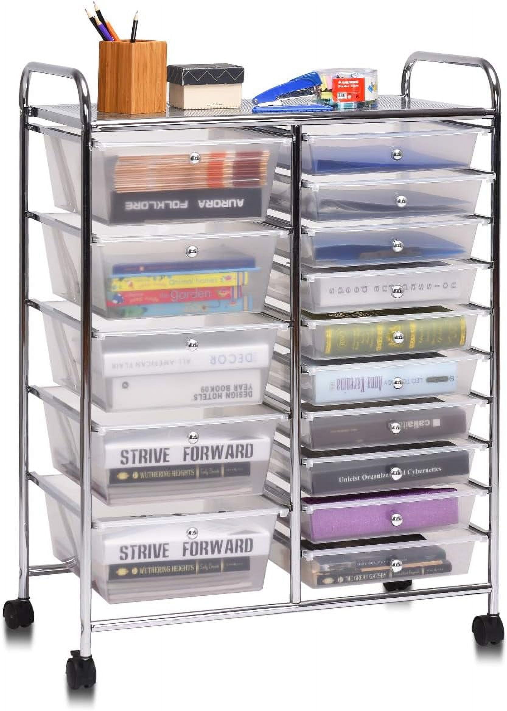 Verabella 15 Drawer Rolling Storage Cart Tools Scrapbook Paper Office ...
