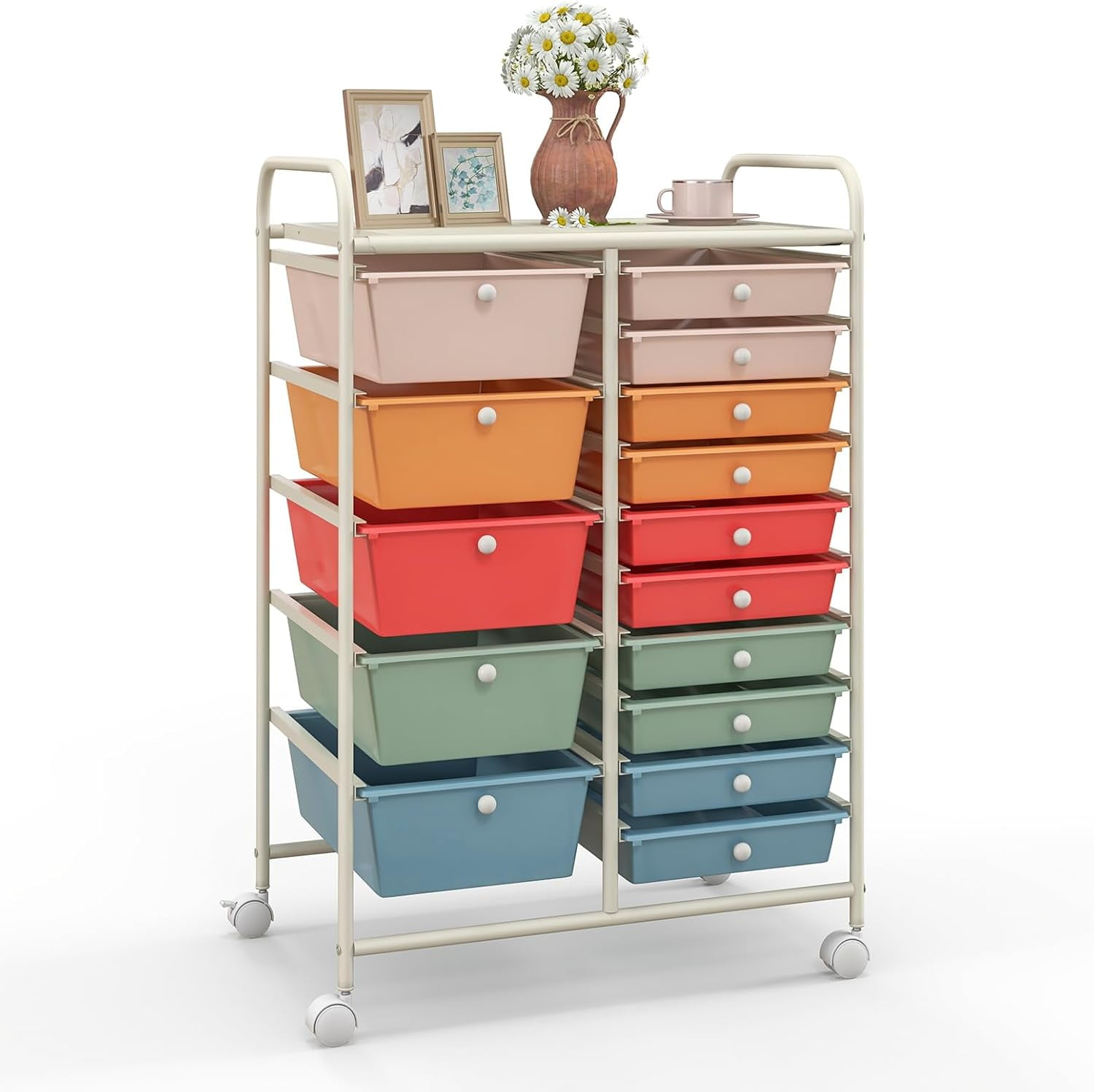 Verabella 15 Drawers Rolling Cart, Classroom Organizers, Storage Cart ...