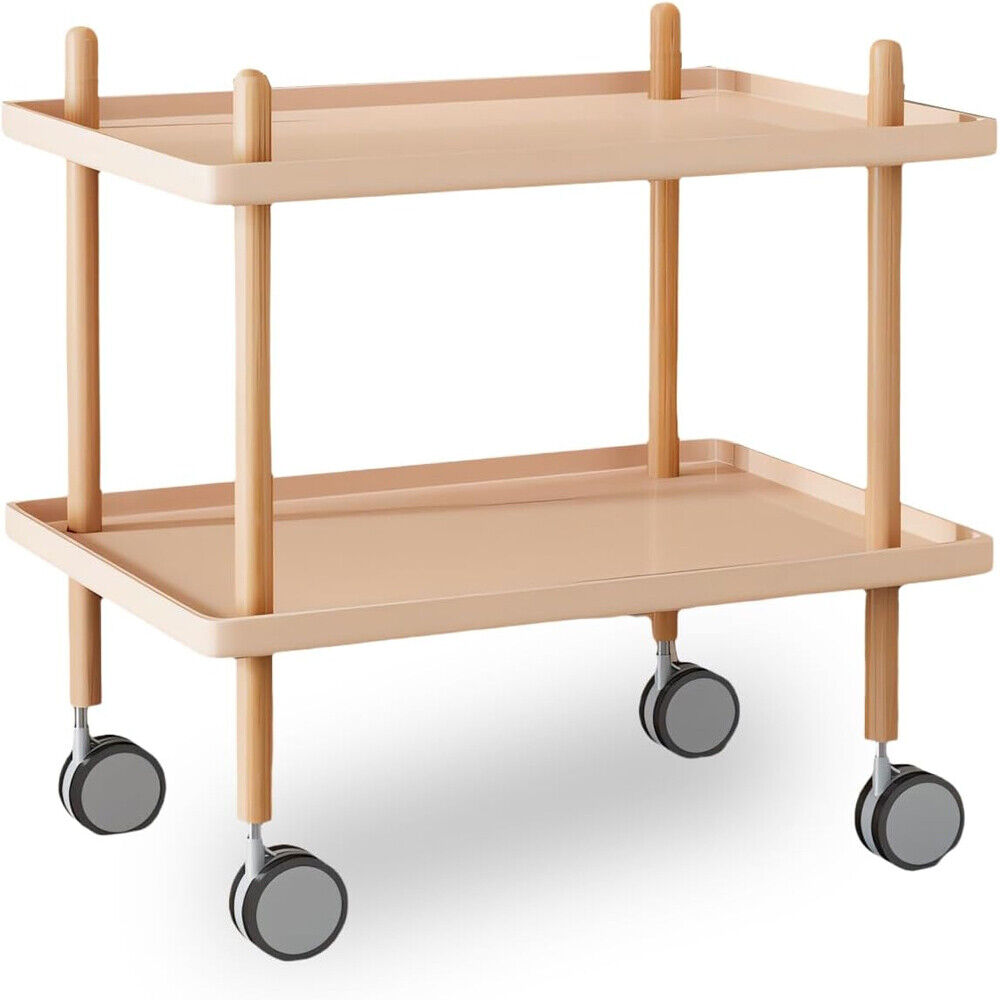 Verabella 2 Layer End Table with Wheels Trolley Side Table Bedside ...