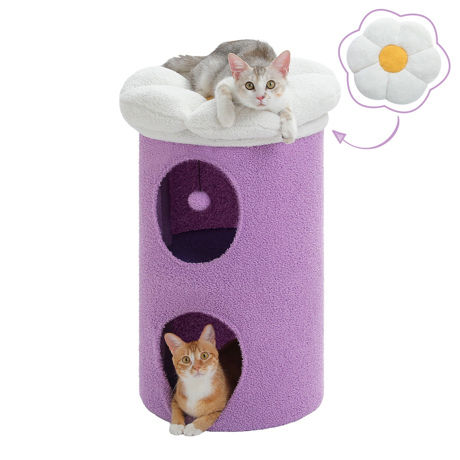 Verabella 2-Level Cat Beds for Indoor Cats, Cat Tree Cat House with ...