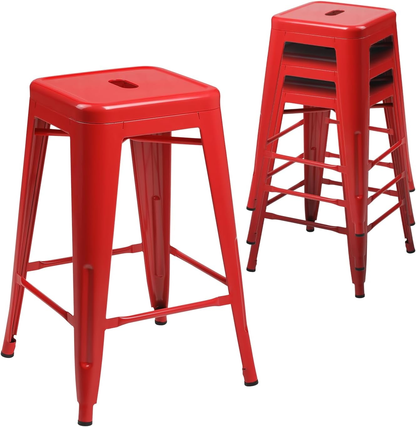 Verabella 24 Inch Metal Bar Stools Set of 4, Backless Counter Height ...
