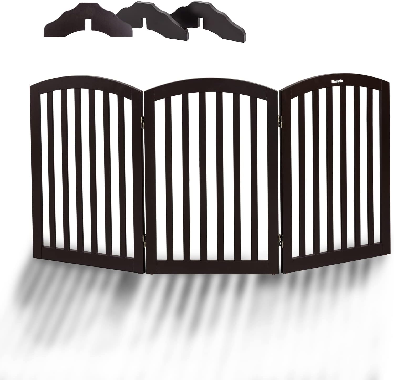Verabella 3-Panel Wooden Free Standing Pet Gate for Dogs, 30'' Tall Dog ...
