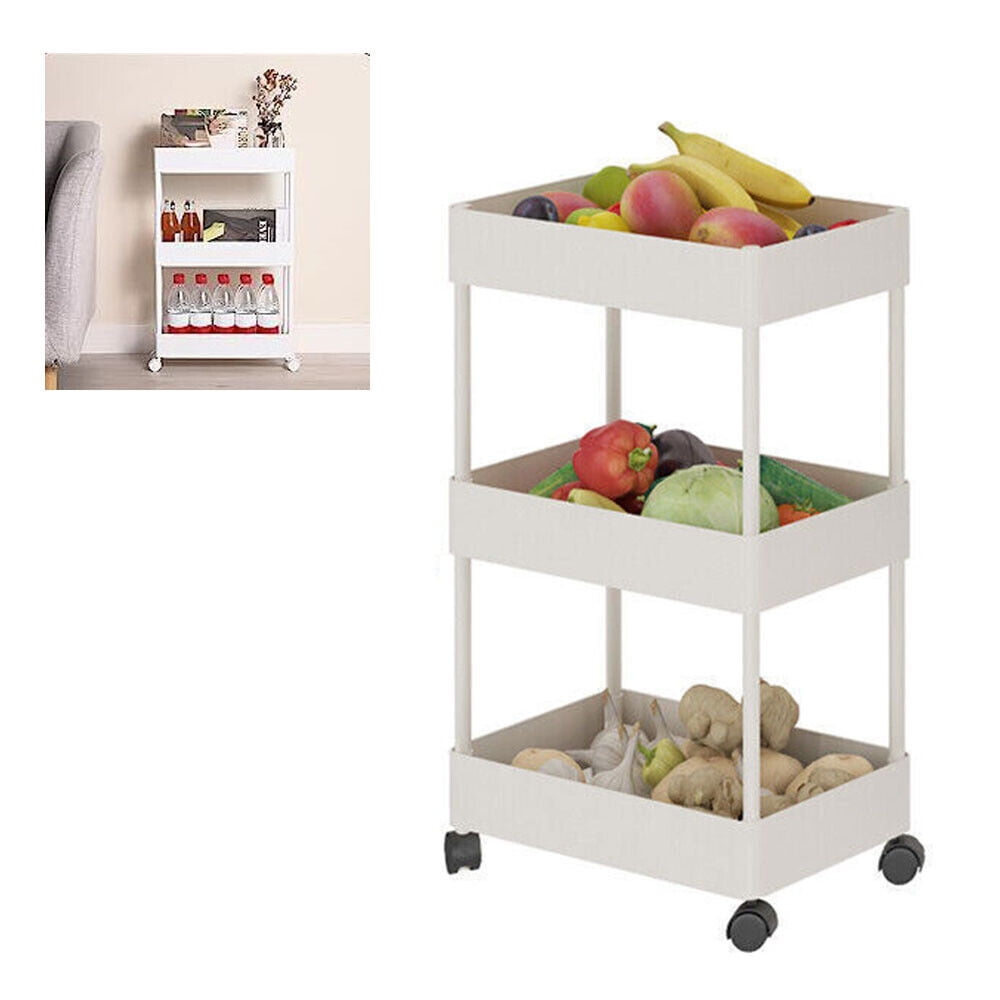 Verabella 3 Tiers Kitchen Trolley Rack Utility Rolling Storage Cart ...