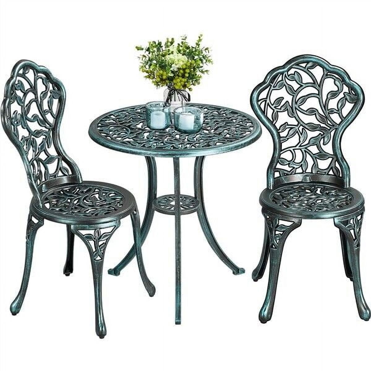 Verabella 3pc Patio Bistro Sets 3 Piece, Outdoor Rust-Resistant Cast Aluminum Garden Table and ...