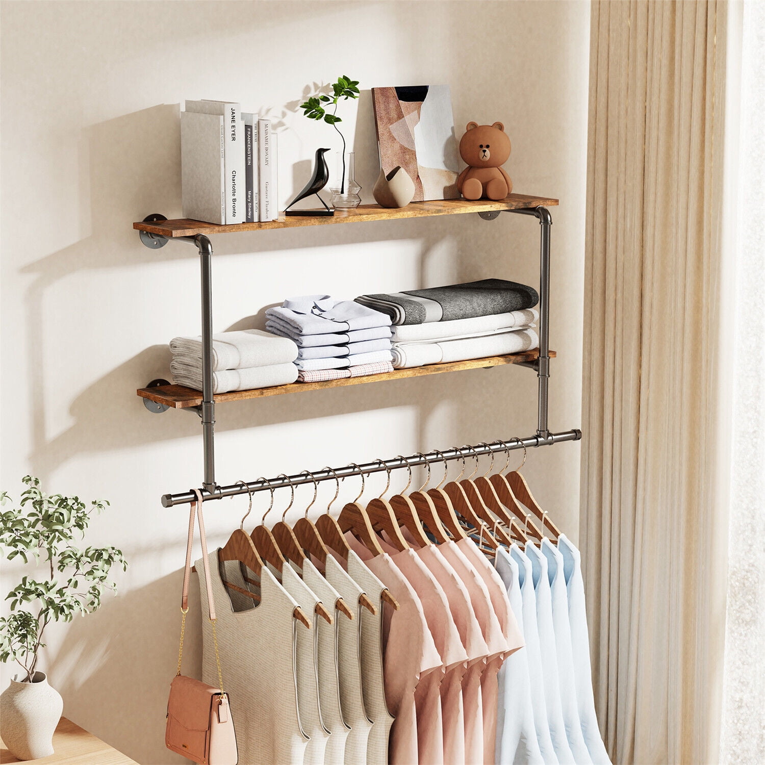 Verabella 45" Saving Space Clothes Display Rack Wall-mounted with ...