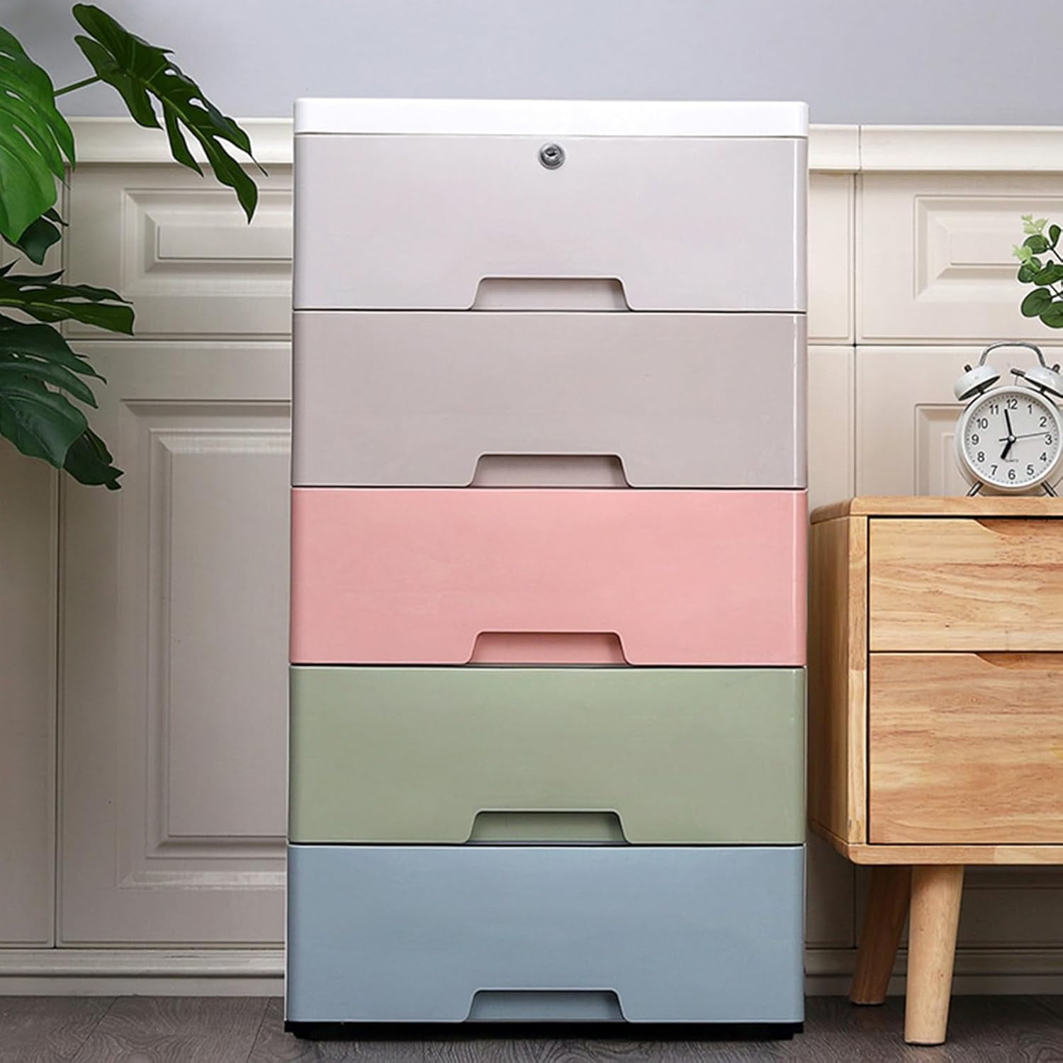 Verabella 5 Drawer Storage Cabinet with Wheels,Plastic Drawers Dresser ...