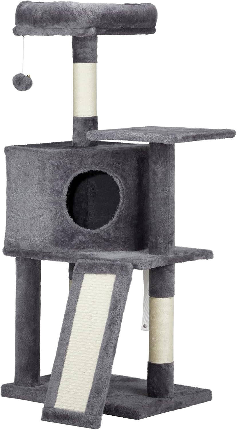 Verabella Cat Tree, 47 Inch Plush Cats Tower for Indoor Pets with Sisal ...