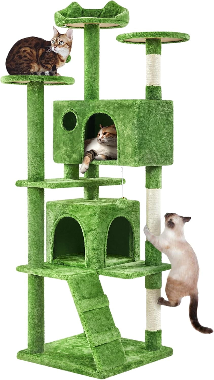 Verabella Cat Tree Cat Tower w/Scratching Posts, Double Condos and ...