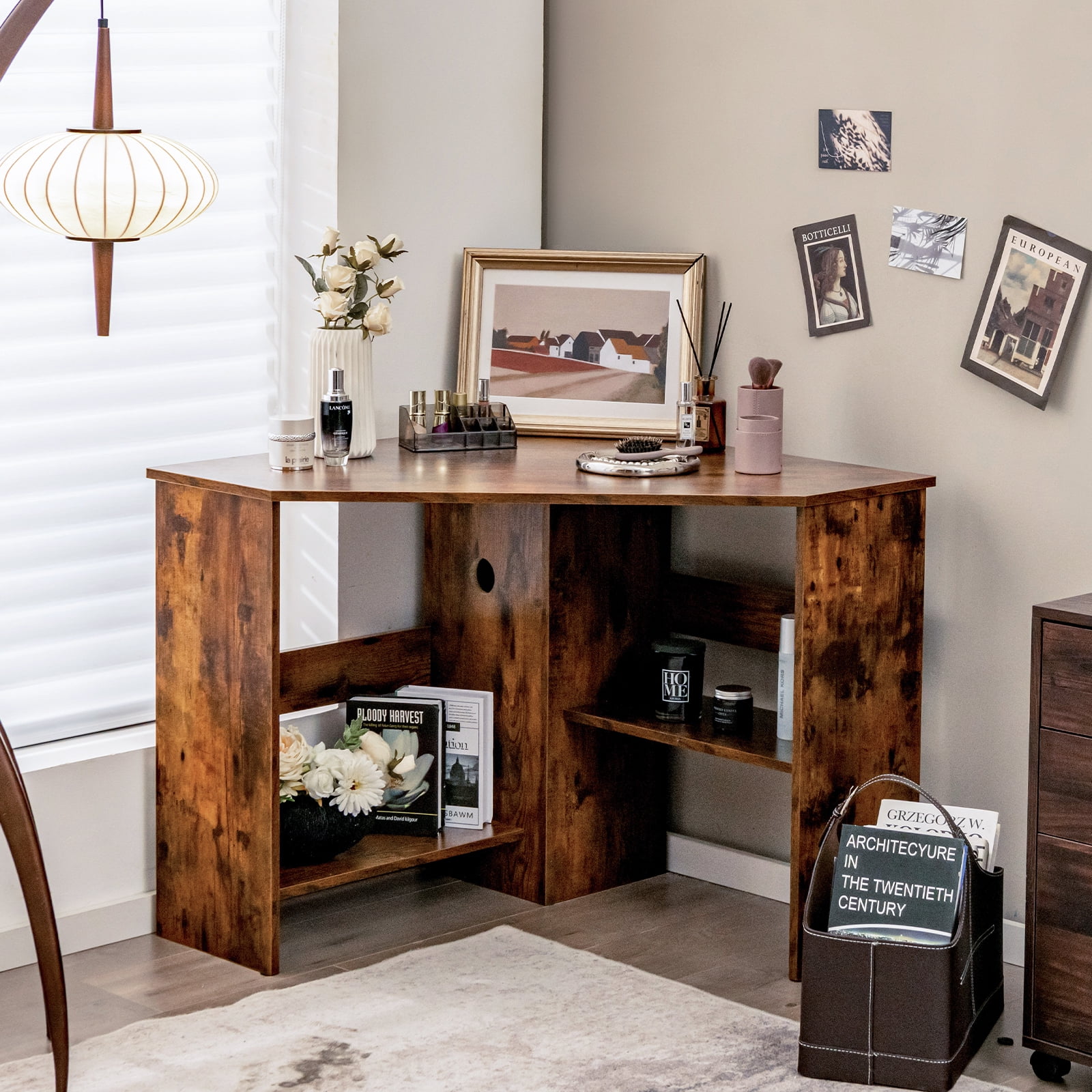 Verabella Corner Desk, 90 Degrees Triangle Computer Desk for Small ...