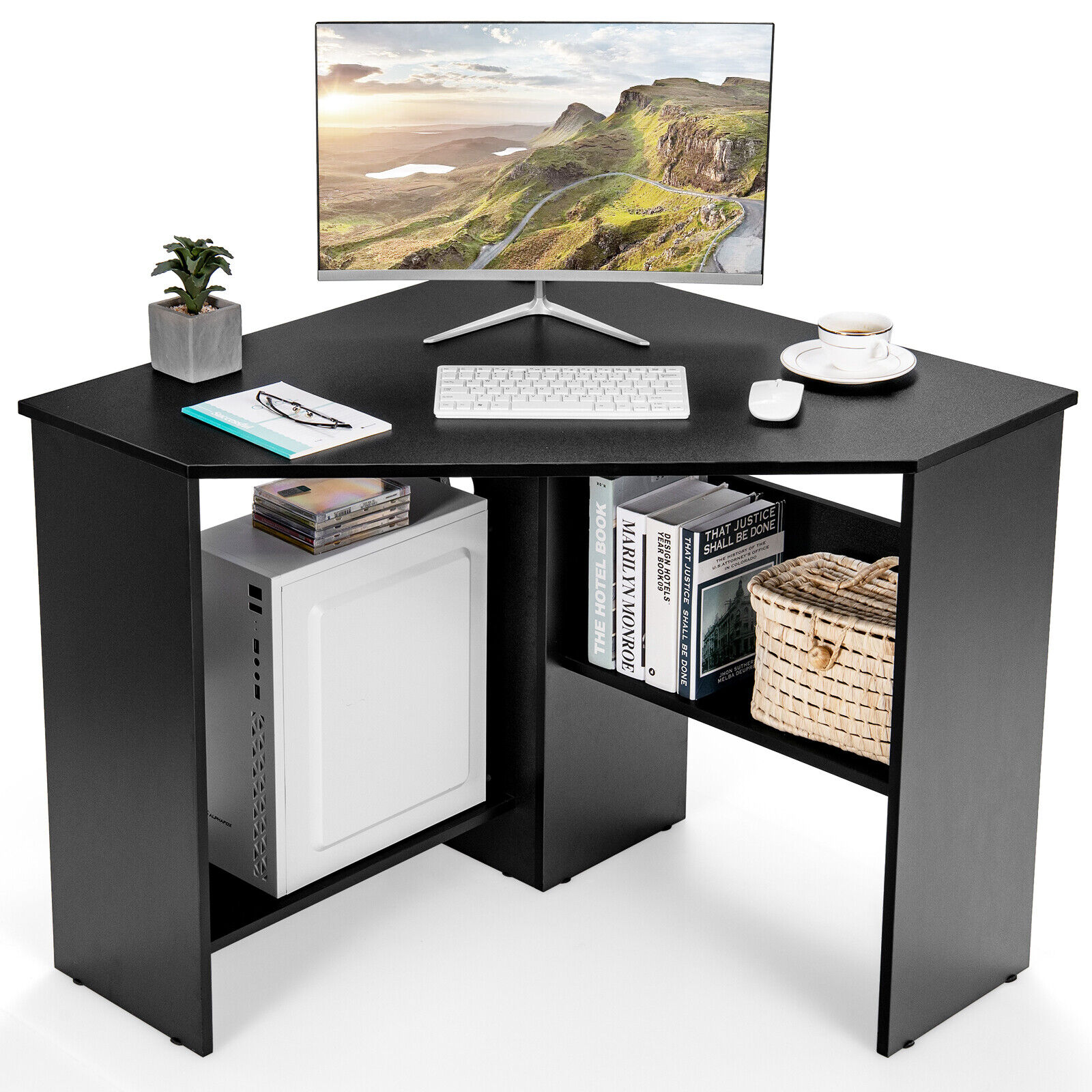 Verabella Corner Desk, 90 Degrees Triangle Computer Desk for Small ...
