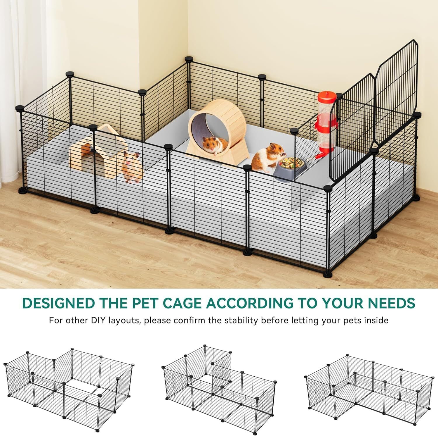 Verabella Guinea Pig Cage, Indoor C&C Small Animal Cage with Waterproof ...