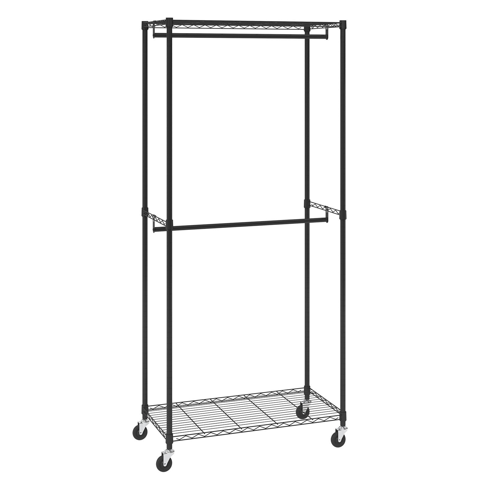 Verabella Heavy Duty Clothes Rack, Double Hanging Rods Clothing Garment ...