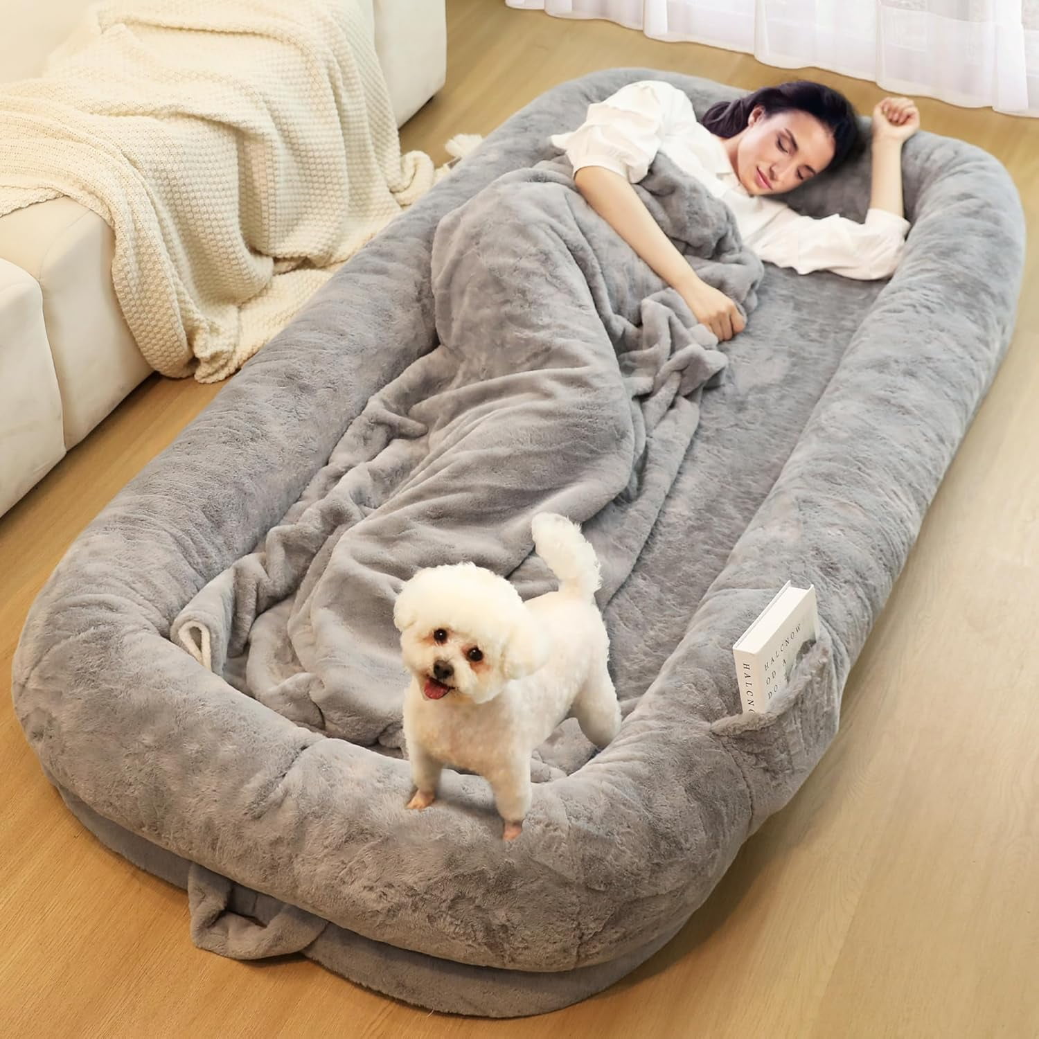 Verabella Human Dog Bed for Adults, 71" Long Human Size Dog Bed ...