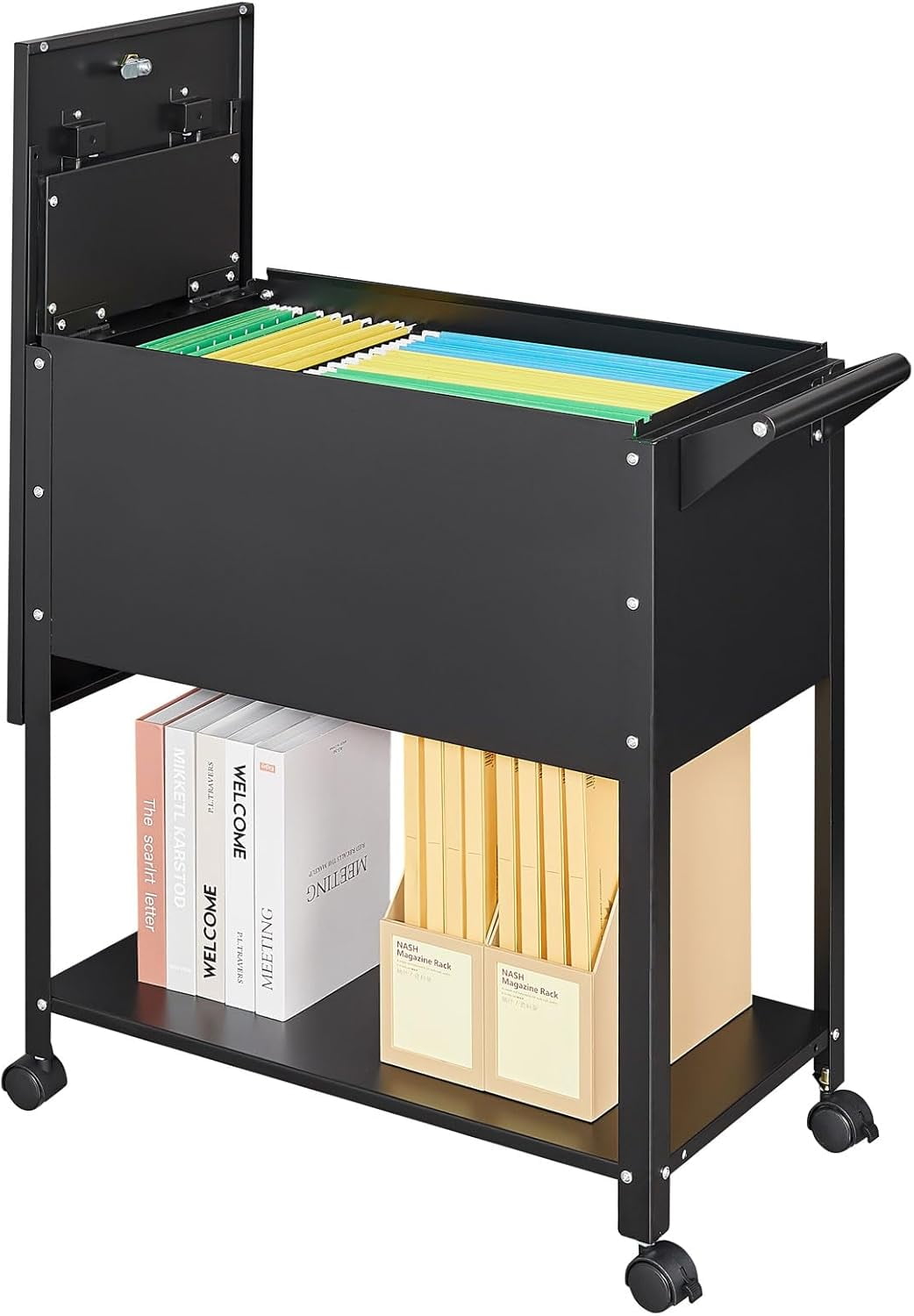 Verabella Metal Mobile File Cabinet, Rolling File Cart File Box with ...