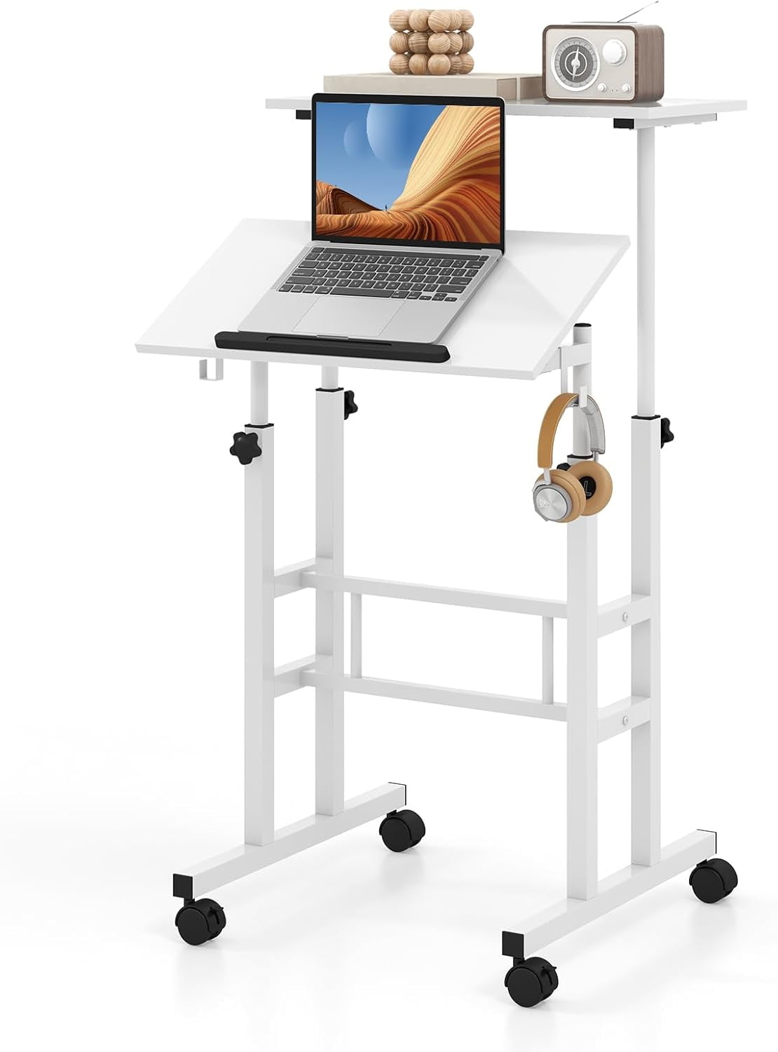 Verabella Mobile Standing Desk, Height-Adjustable Laptop Podium Cart ...