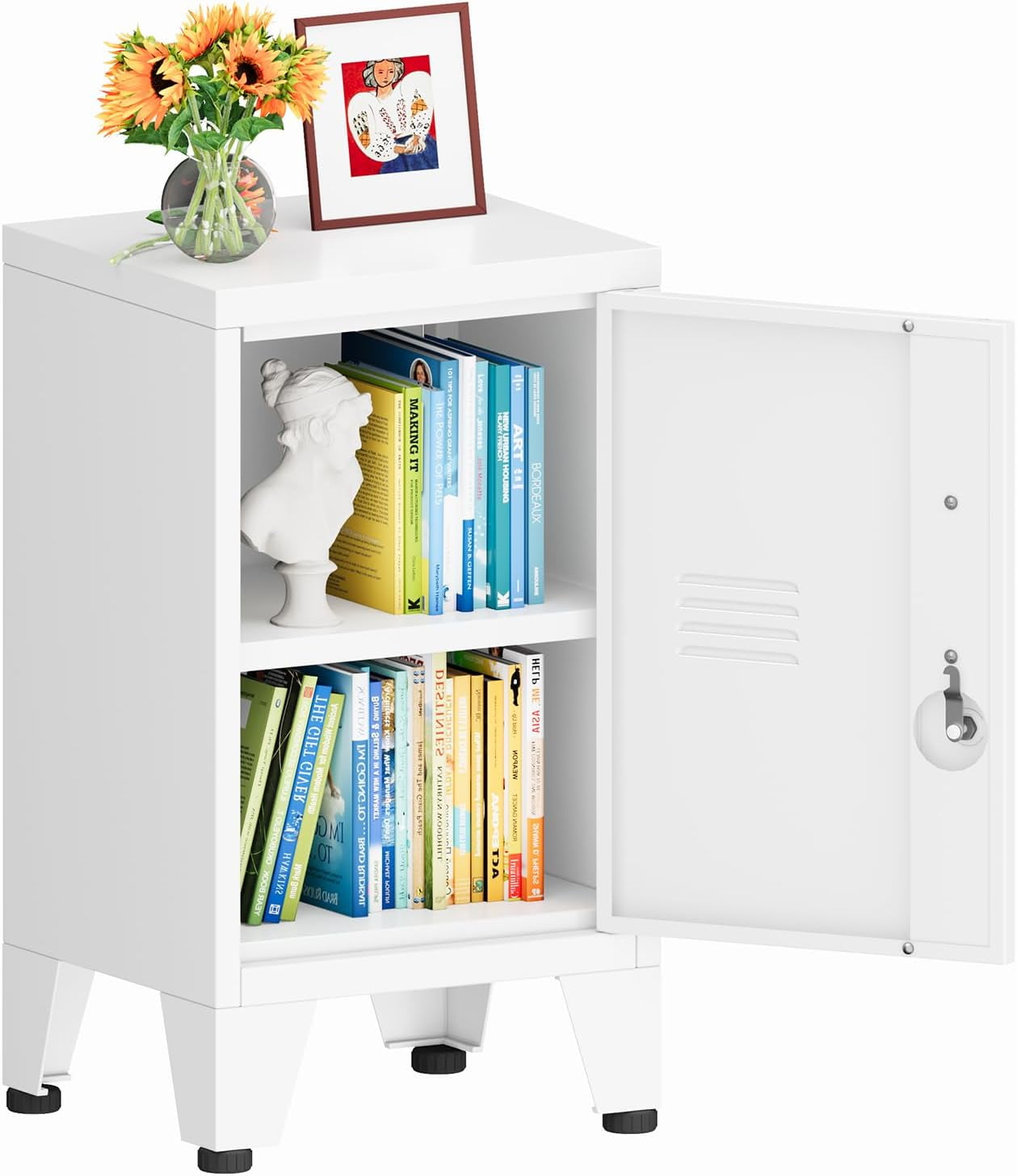 Verabella Nightstand, Metal Small Nightstand Storage Cabinet with ...