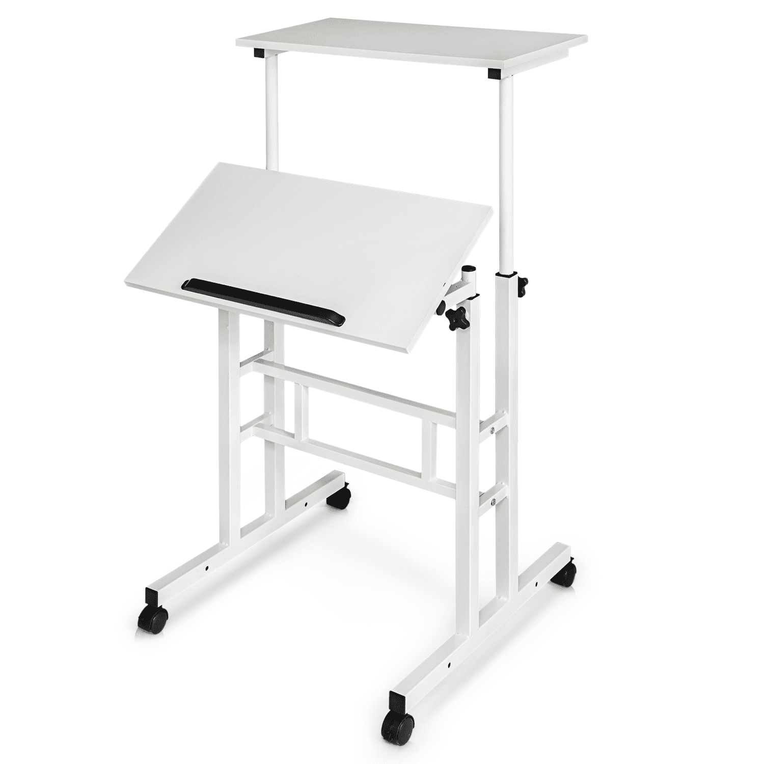 Verabella Rolling Laptop Desk Adjustable Height Computer Table Stand up ...