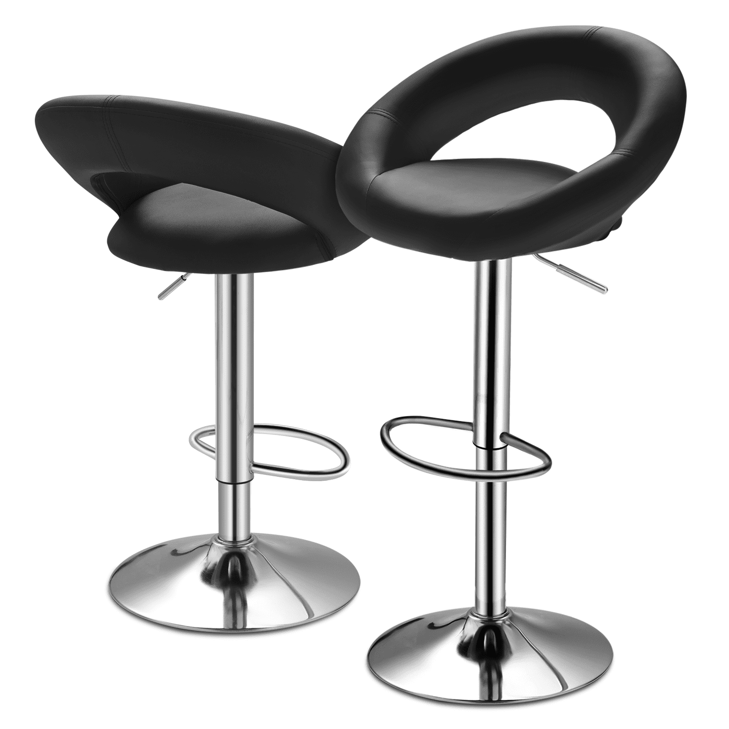 Verabella Set of 2 Leather Swivel Adjustable Bar Stool Kitchen Counter ...
