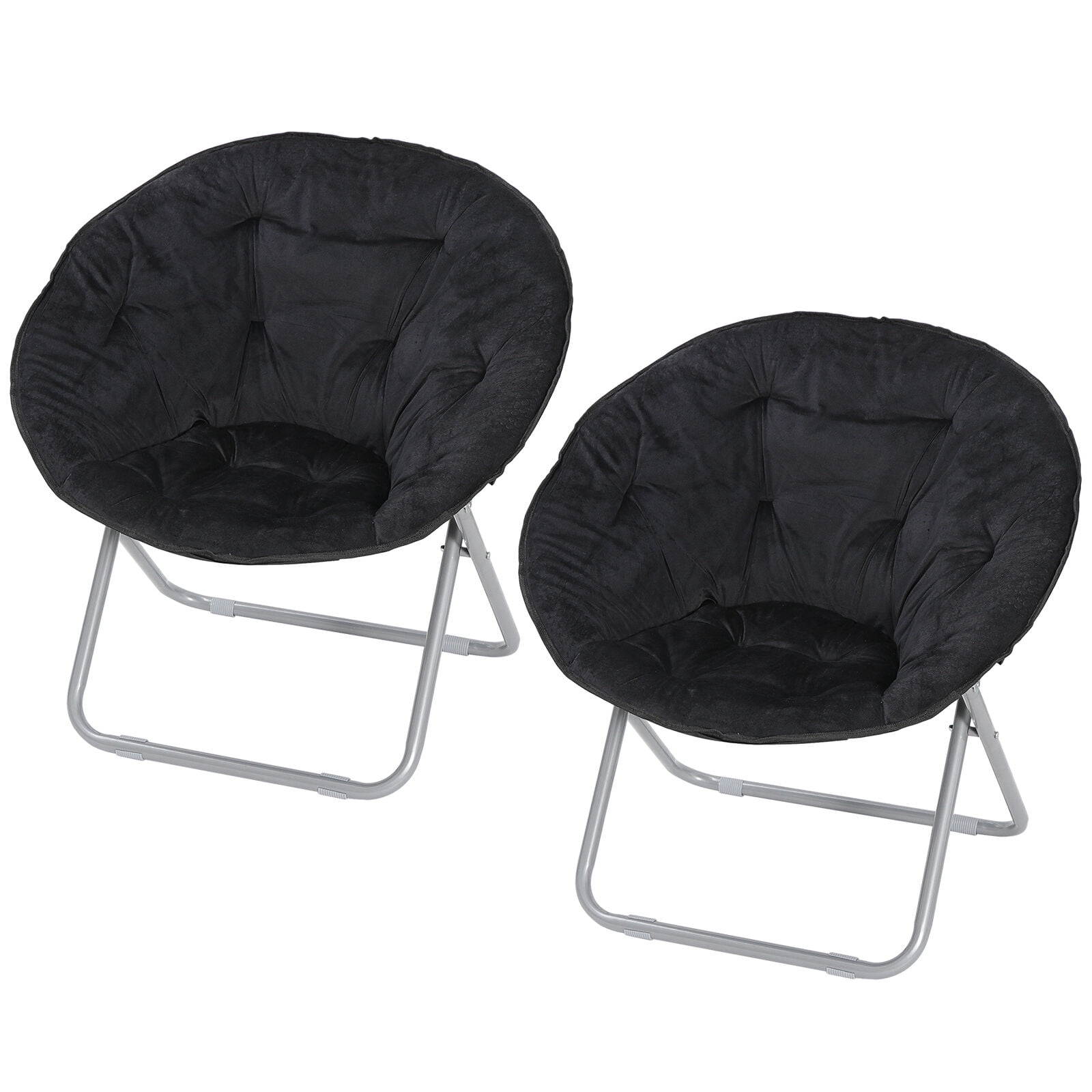 Verabella Set of 2 Oversized Fur Moon Saucer Chair Seat Stool Soft ...