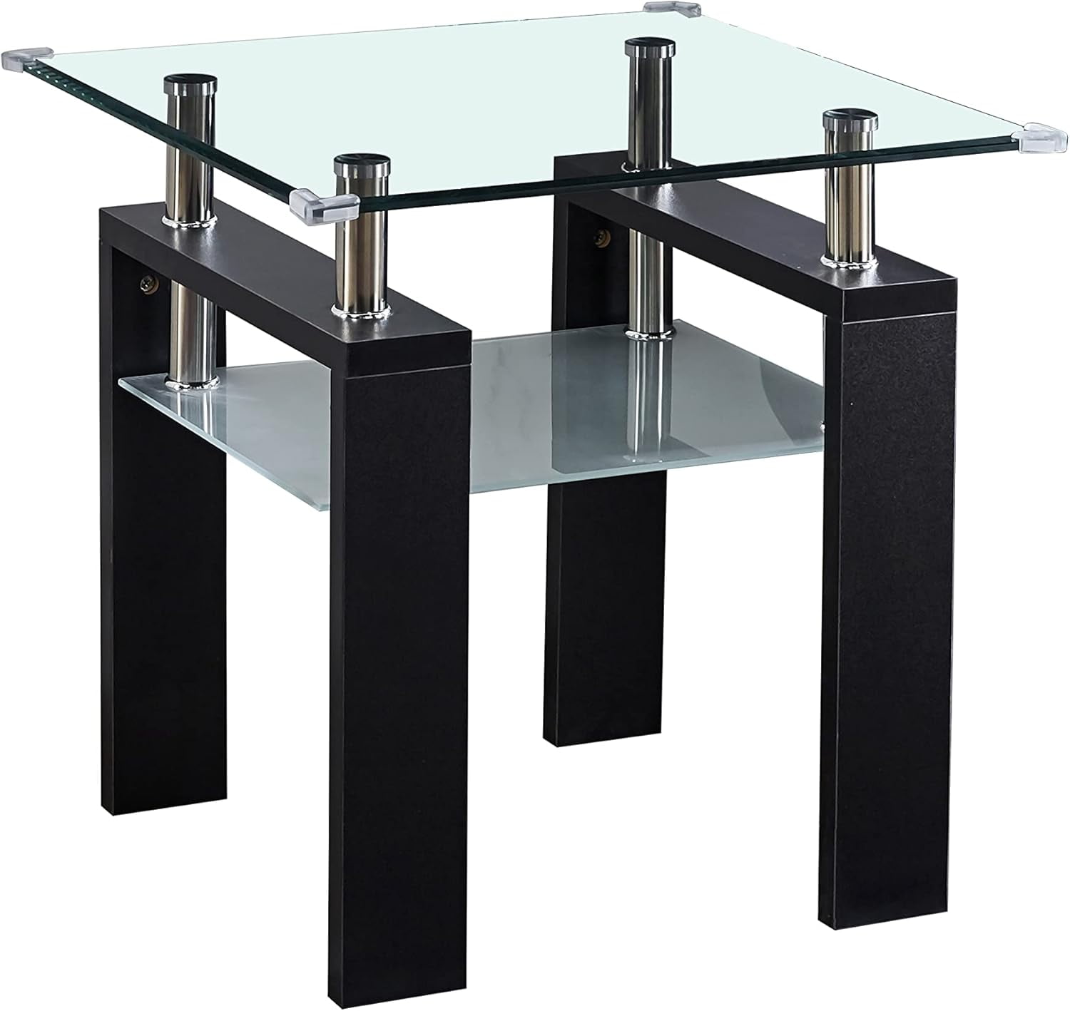 Verabella Square Glass End Table, Glass End Table, Small Side Table, 2 ...