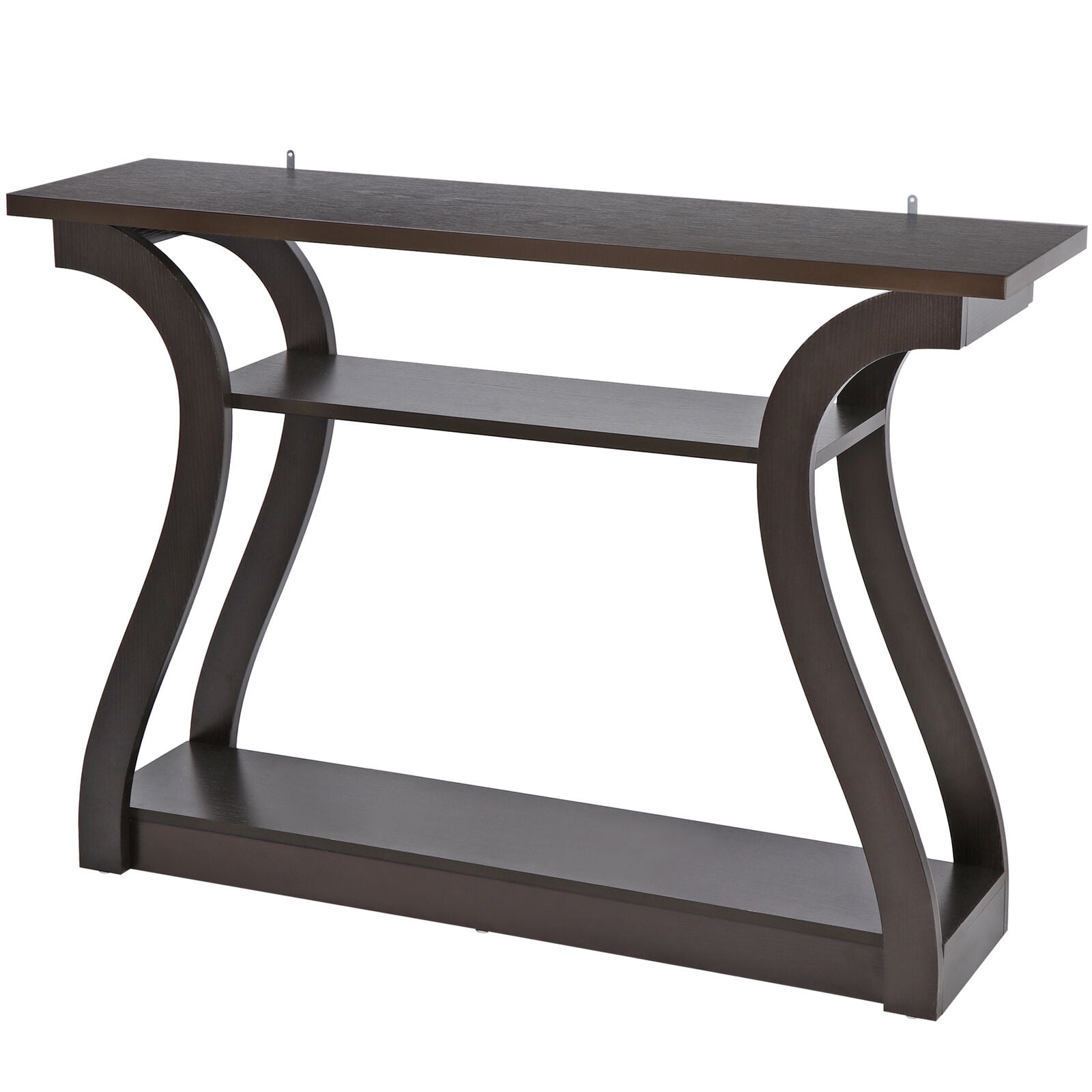 Verabella Wood Console Table with Curved Legs and Shelf, 3 Tier Modern ...