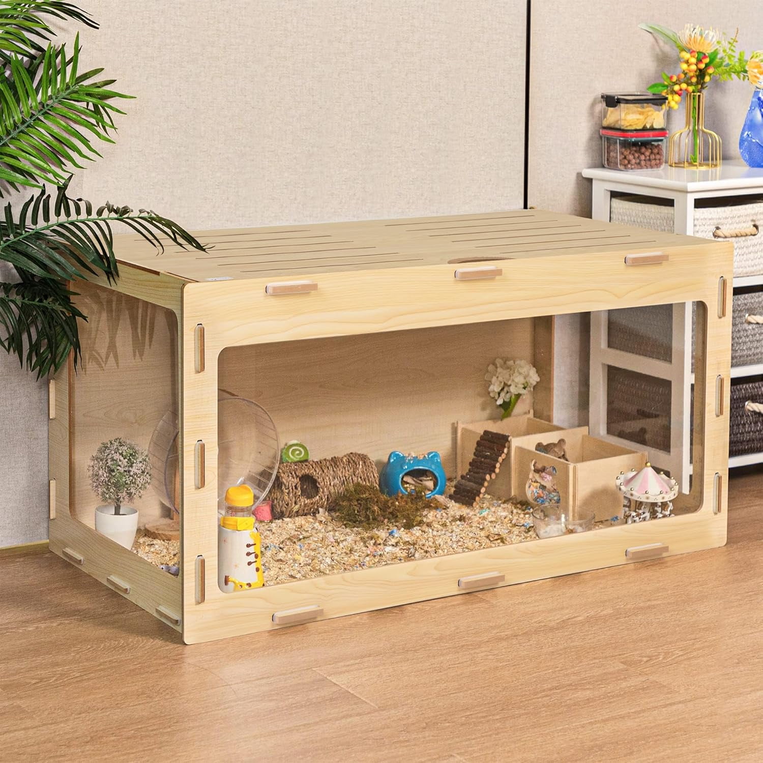 Verabella Wooden Hamster Cage Chewproof, Bigger World - 32" Large ...