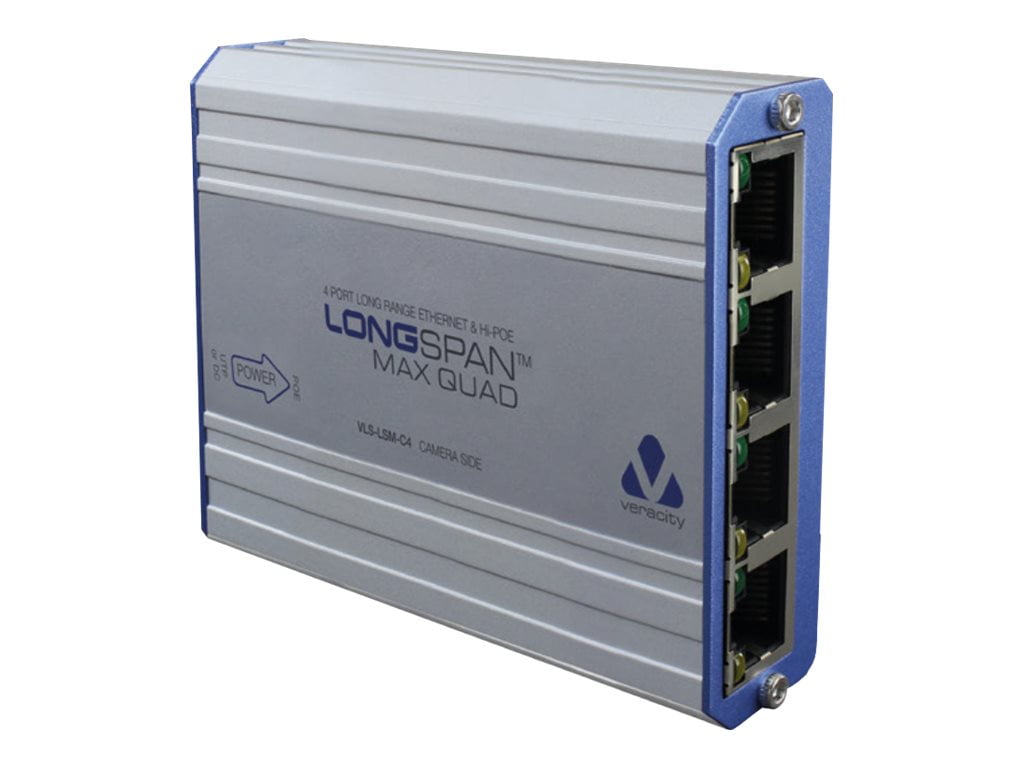 Veracity LONGSPAN Max Quad 4 Channel 90W Long-Range Ethernet & POE ...