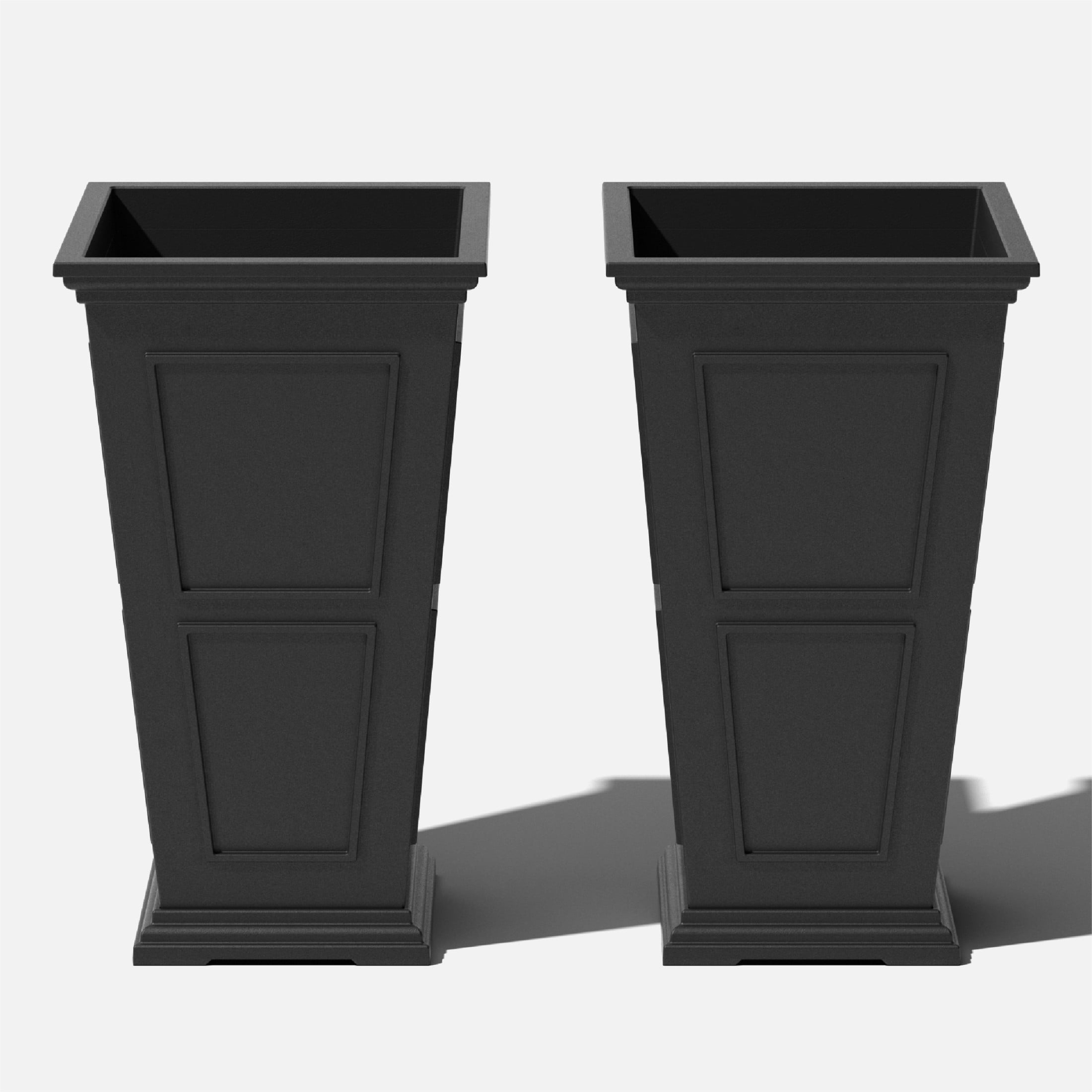 "Veradek Brixton Tall 26"" Large Outdoor Garden Black Porch Pots ...