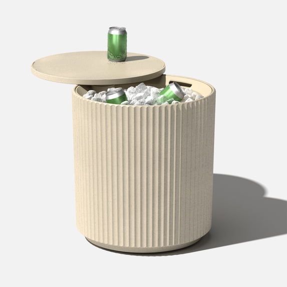 Veradek Outdoor Patio Furniture - Chill Side Table with Storage, Sand ...