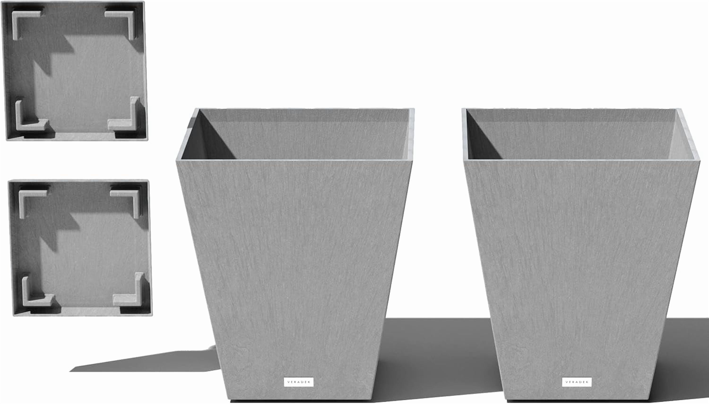 Veradek Nobleton Indoor/Outdoor Wide Square Planter (Light Grey, 18 ...