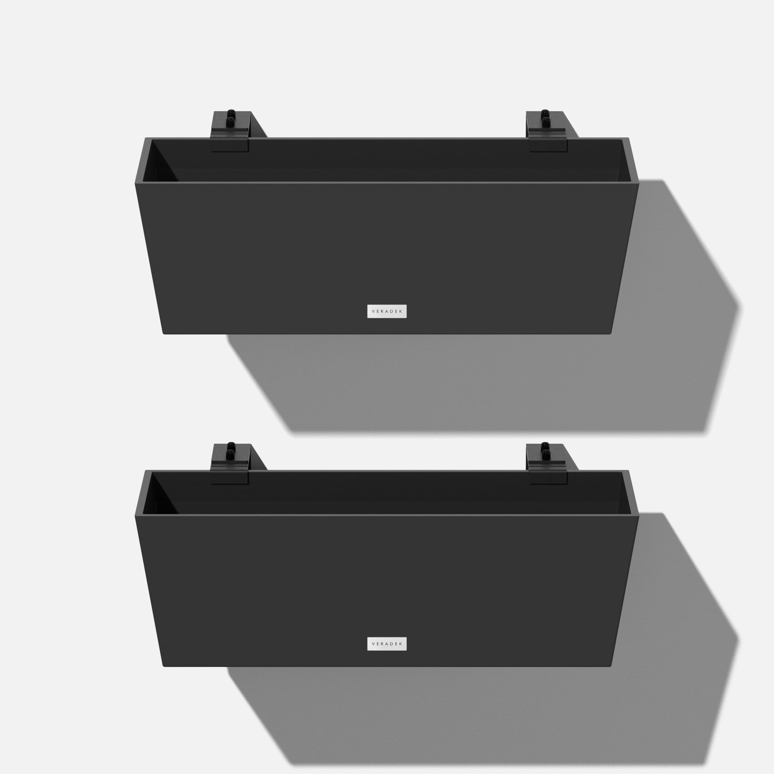 Veradek Pure Series Railing Planter 25" w/ Bracket 2 Pack - Black ...