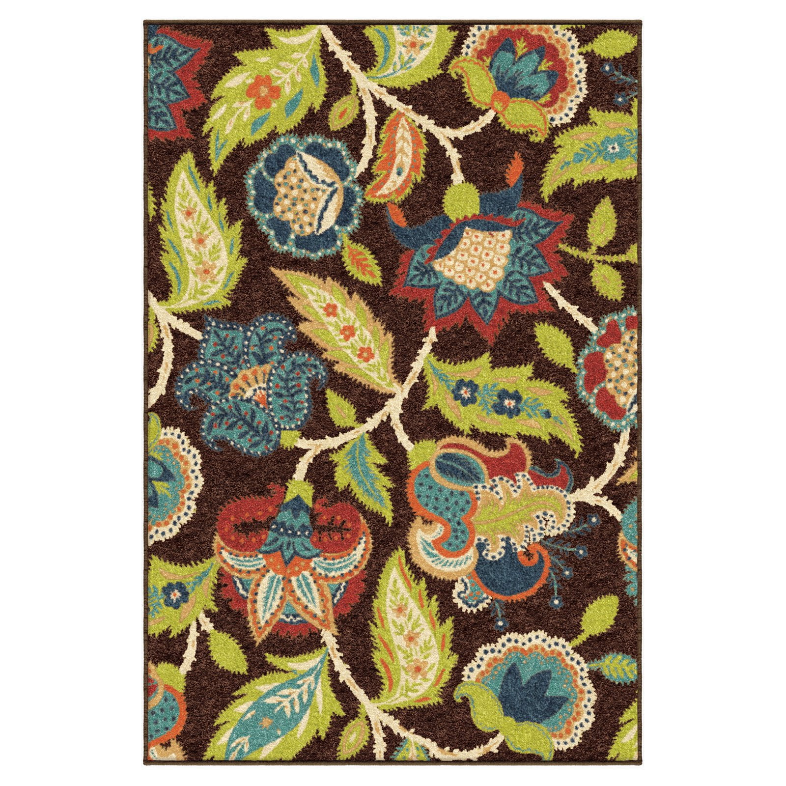Orian Rugs Ethridge Brown Floral Indoor/Outdoor Area Rug - Walmart.com