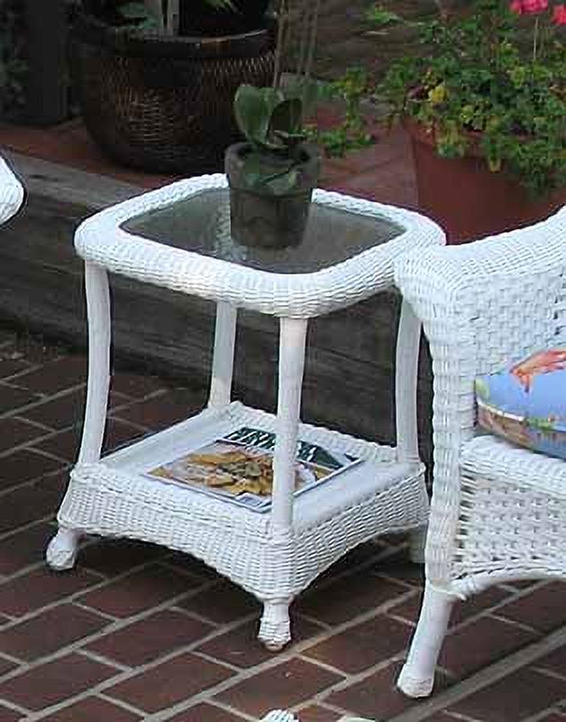 Veranda Outdoor Patio Resin Wicker Accent End Table with Weather ...