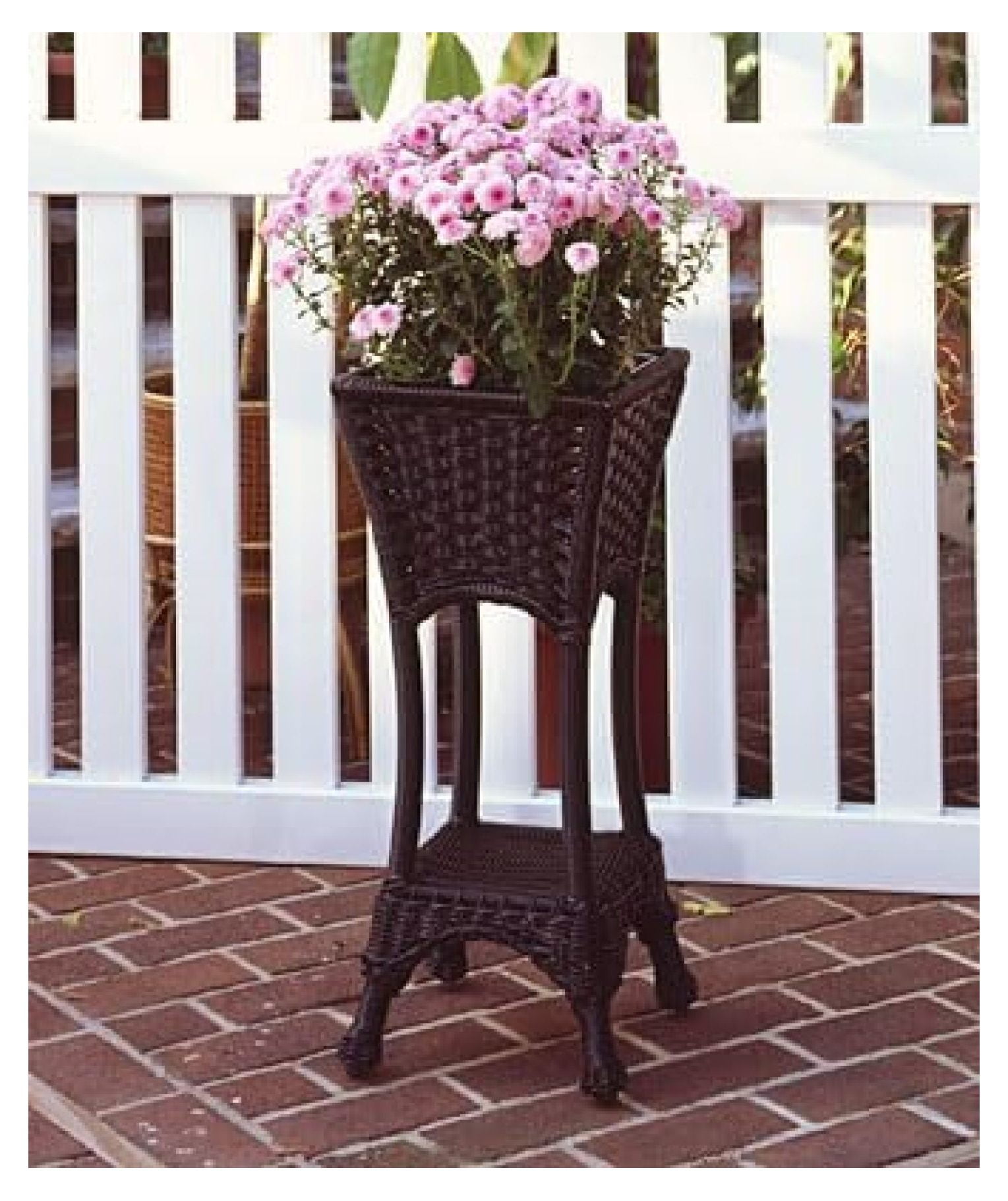 Veranda Resin Wicker Square Plant Stand, Black - Walmart.com