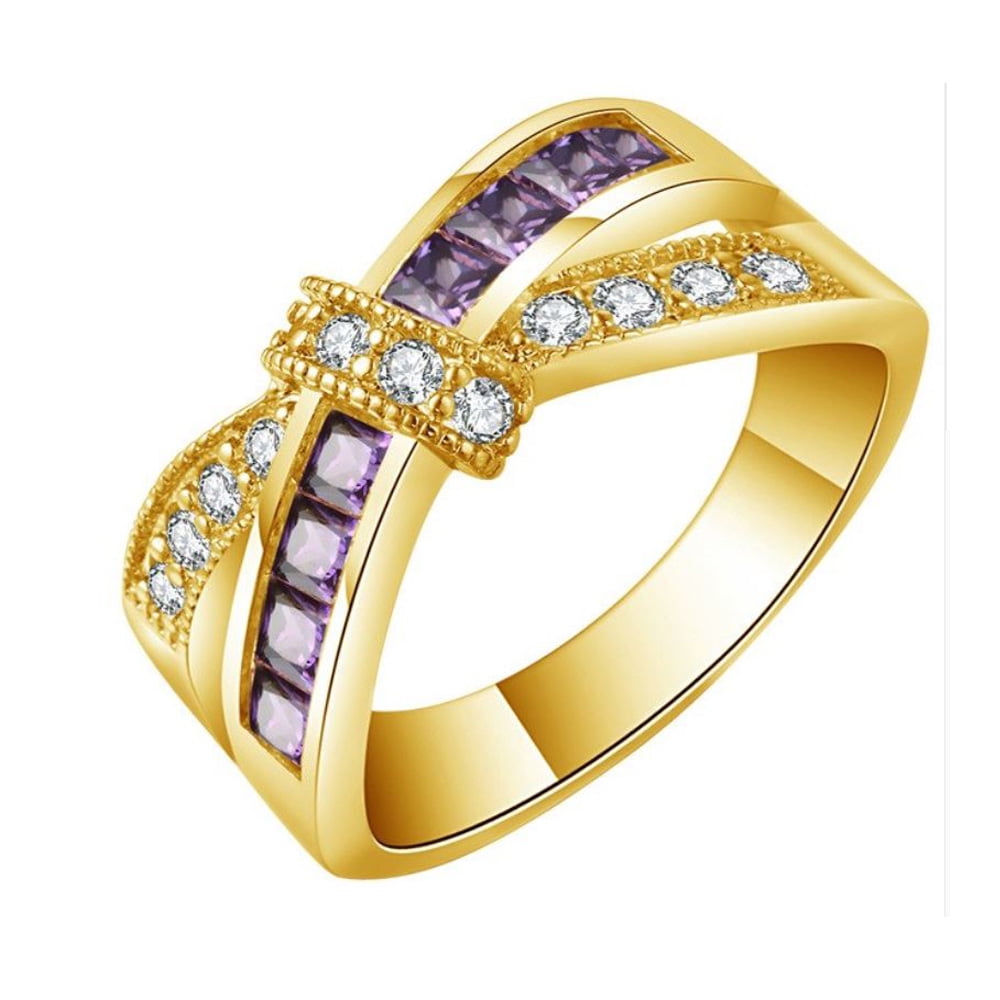 Veranda Wedding Band Ring Cross Knot Cz Wgold Plated Womens Ginger Lyne ...