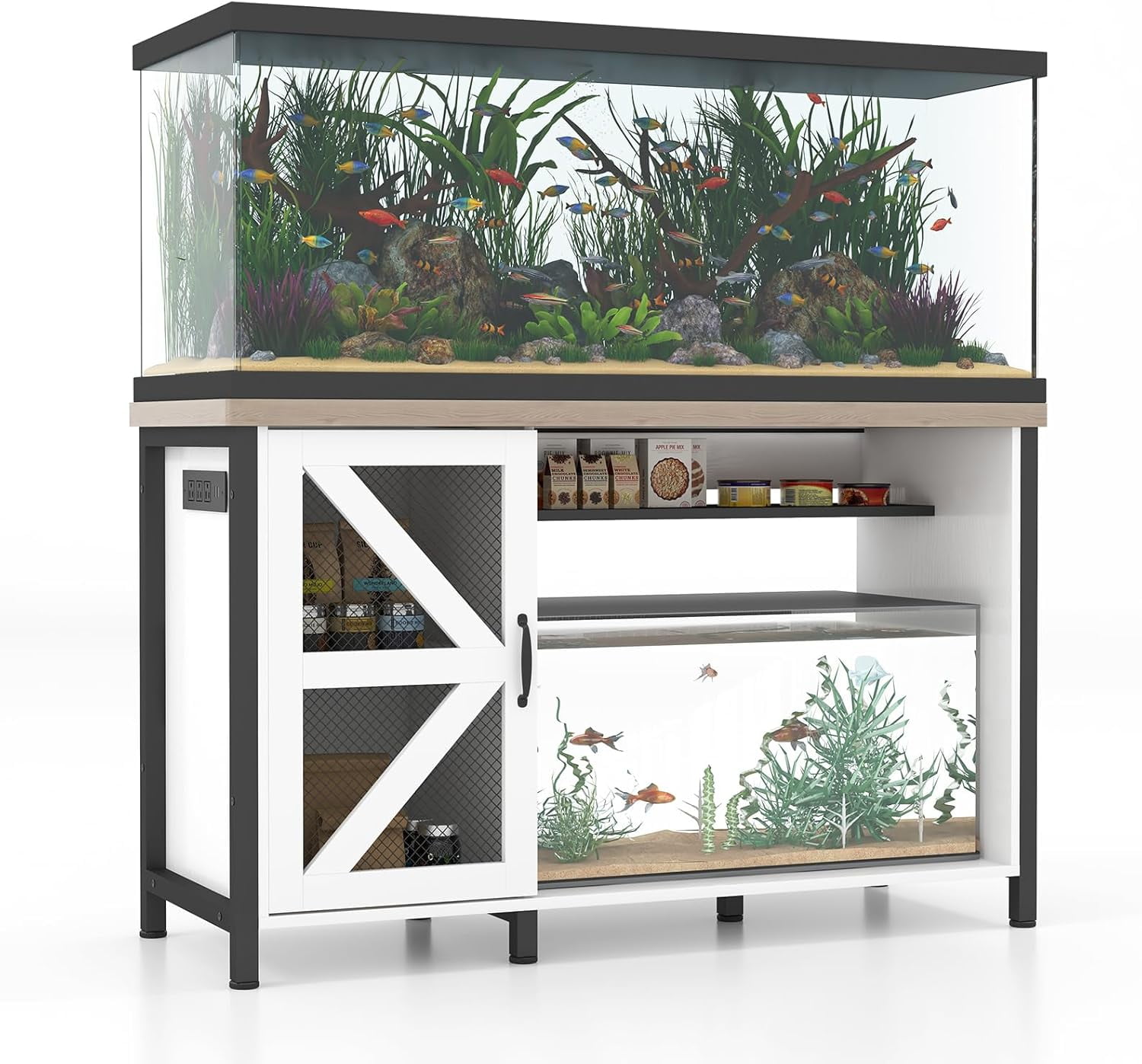 Verano 55-75 Gallon Aquarium Stand with Cabinet, Fish Tank Cabinet with ...
