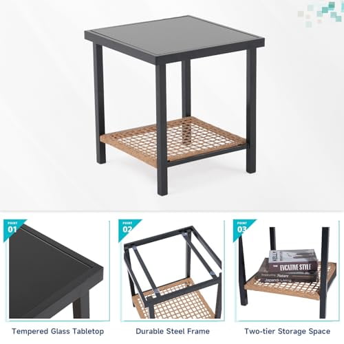 Verano Garden 3 Pieces Rocking Bistro Set,Small Wicker Patio Furniture Set, Outdoor Patio ...