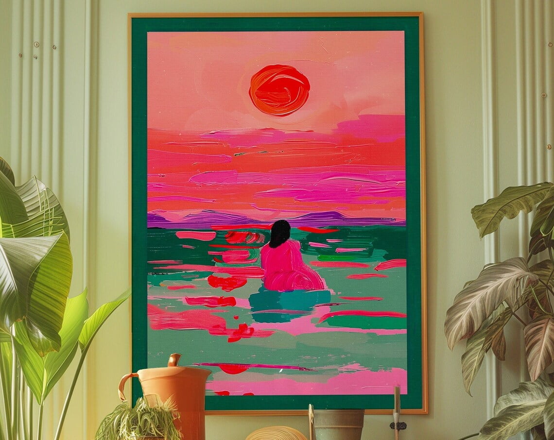 Verano Poster, Beach Poster, Maximalist Decor, Red Wall Art, Kitchen ...