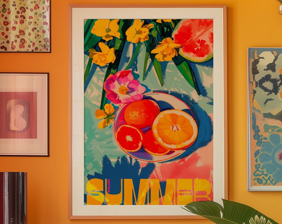 Verano Poster, Maximalist Wall Art, Orange Wall Art, Kitchen Wall Decor ...