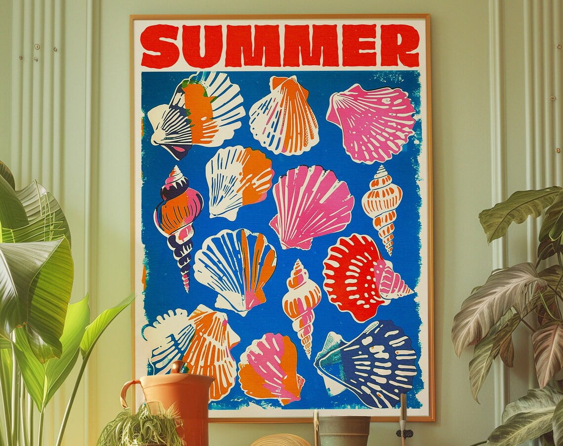 Verano Poster, Red Wall Art, Kitchen Wall Decor, Summer House Poster ...