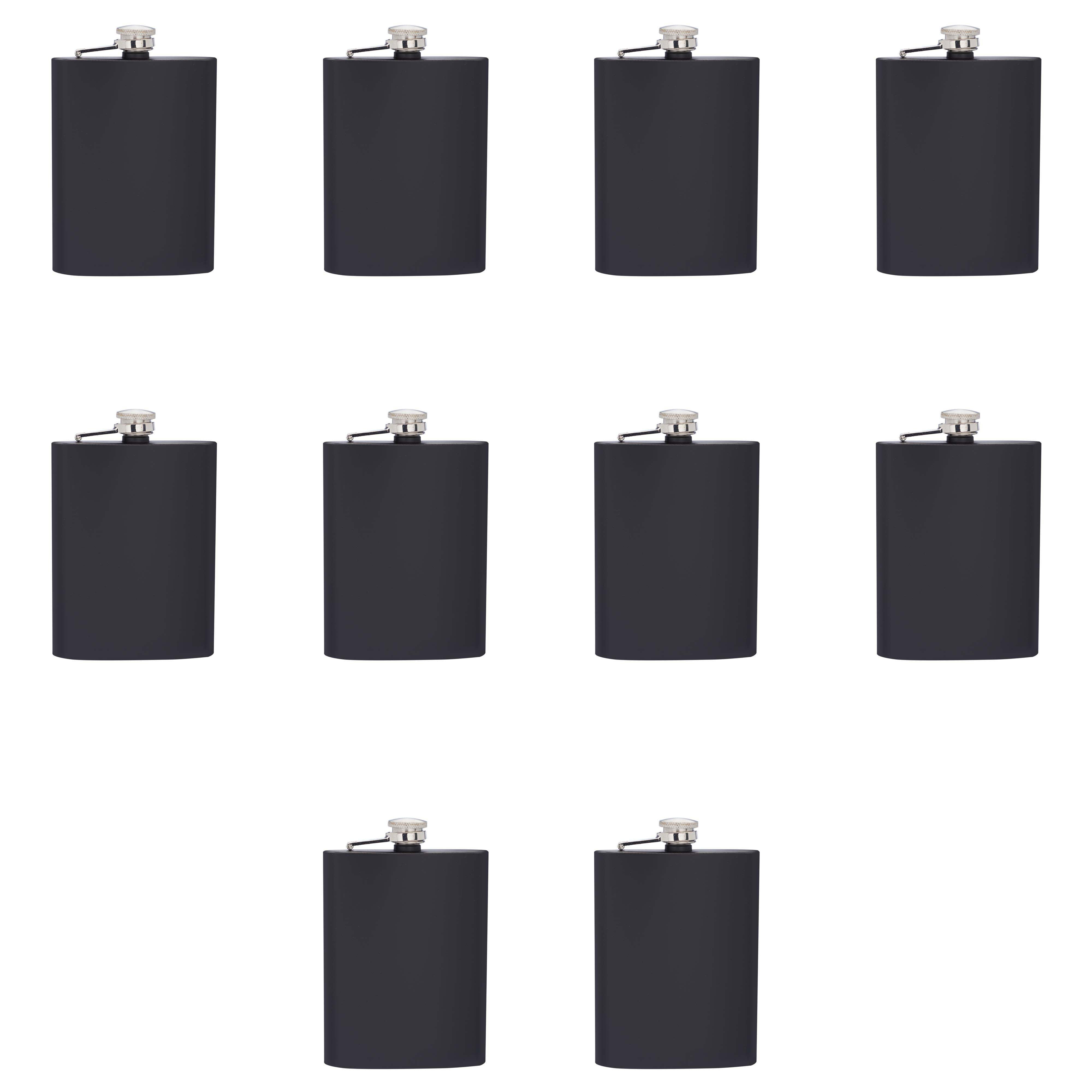Verano Stainless Steel Hip Flasks 8 oz. Set of 10, Bulk Pack - Great ...