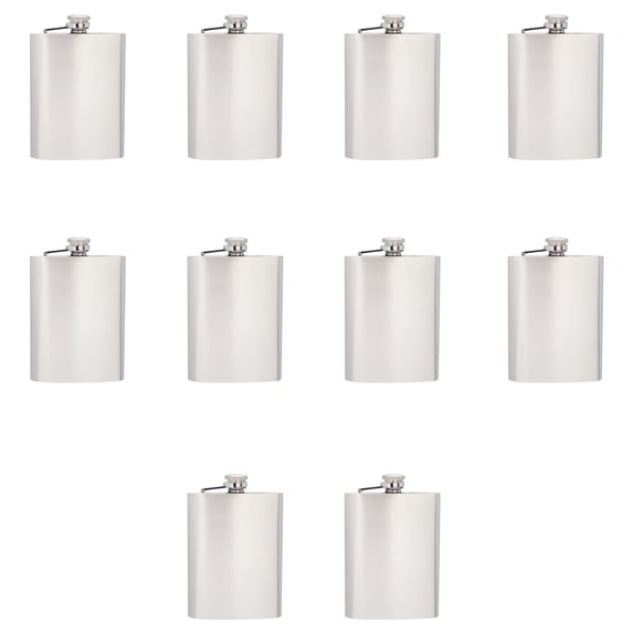 Verano Stainless Steel Hip Flasks 8 oz. Set of 10, Bulk Pack - Great ...