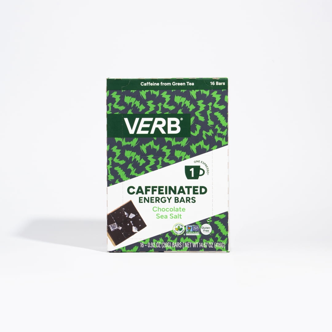 Verb Caffeinated Snack Bars, Chocolate Sea Salt 16ct box - Walmart.com